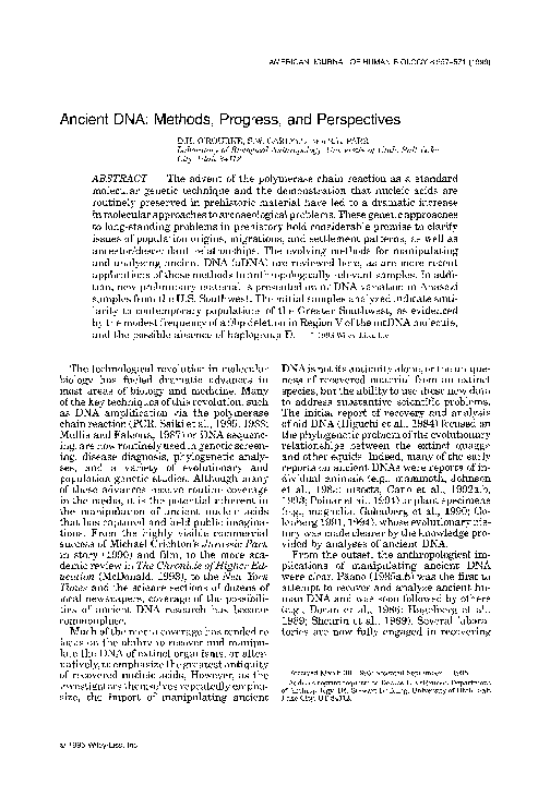 (PDF) Ancient DNA: Methods, progress, and perspectives