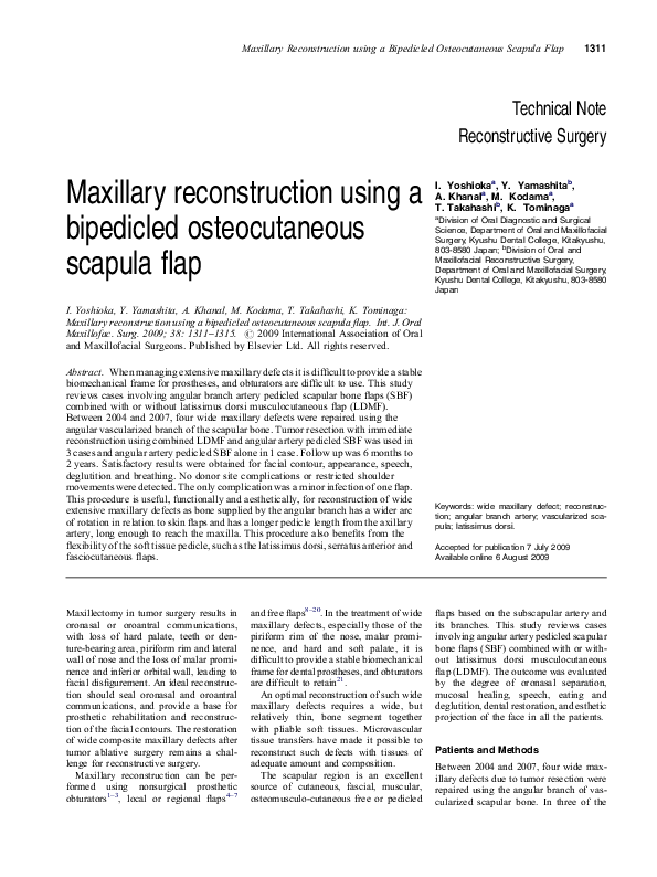 (PDF) Maxillary reconstruction using a bipedicled osteocutaneous ...