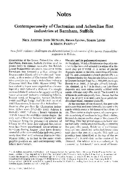 (PDF) Contemporaneity of Clactonian and Acheulian flint industries at ...