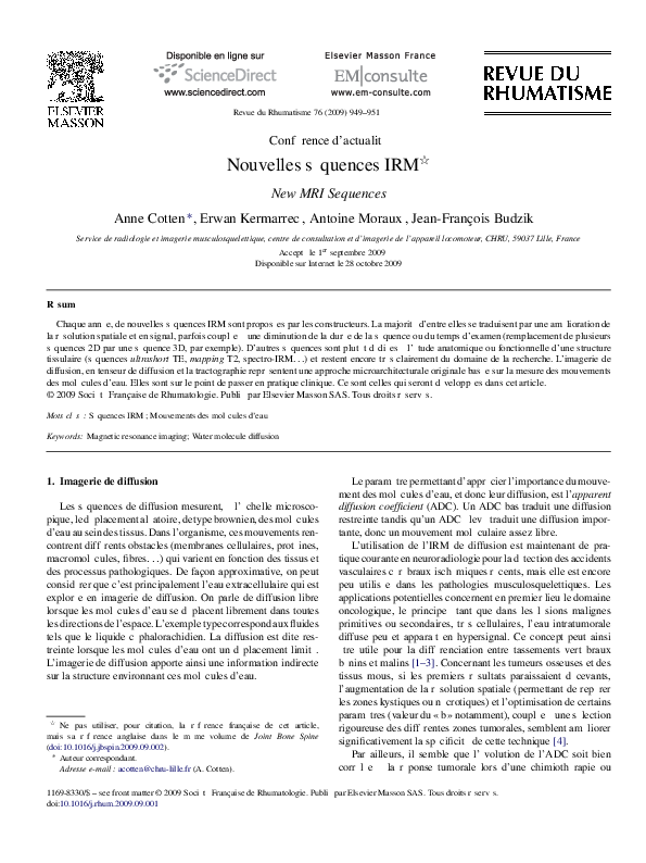 (PDF) Nouvelles séquences IRM