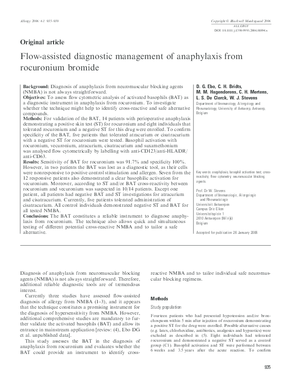(PDF) Flow-assisted diagnostic management of anaphylaxis from ...