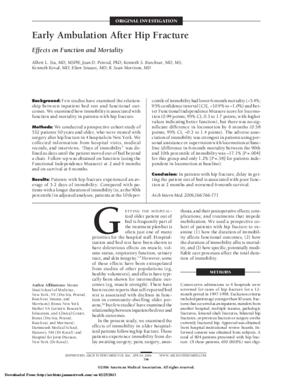 (PDF) Early Ambulation After Hip Fracture