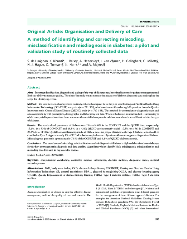 (PDF) A method of identifying and correcting miscoding, misclassification and misdiagnosis in ...