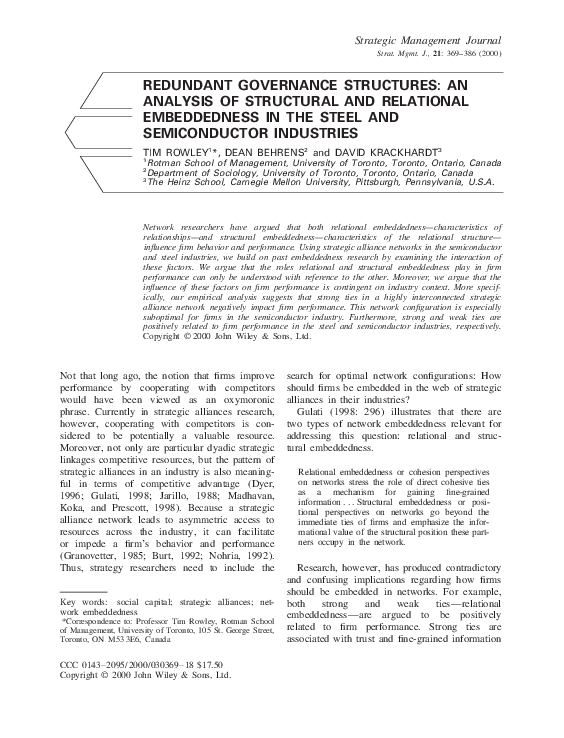 (PDF) REDUNDANT GOVERNANCE STRUCTURES: AN ANALYSIS OF STRUCTURAL AND ...