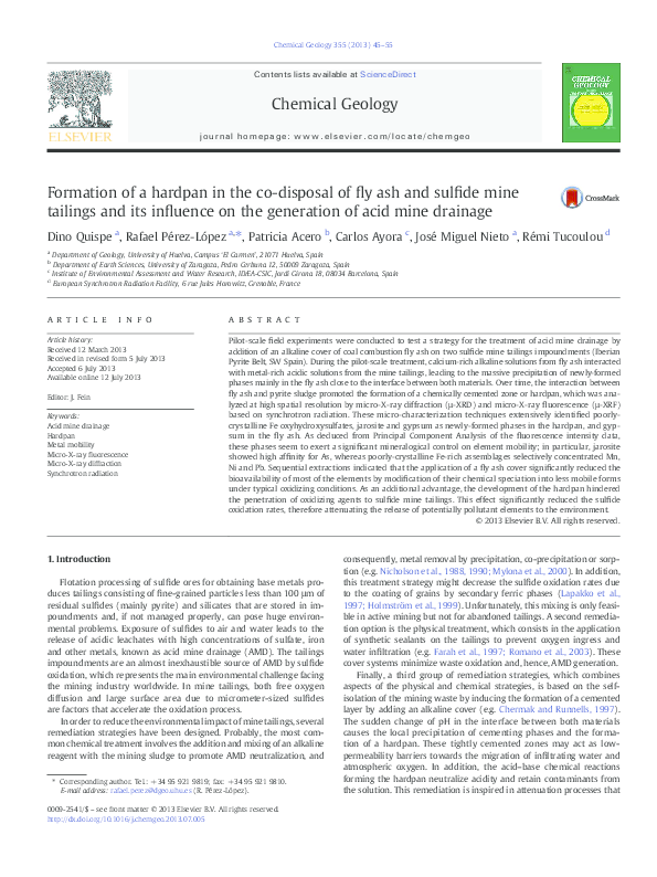 (PDF) Formation of a hardpan in the co-disposal of fly ash and sulfide ...