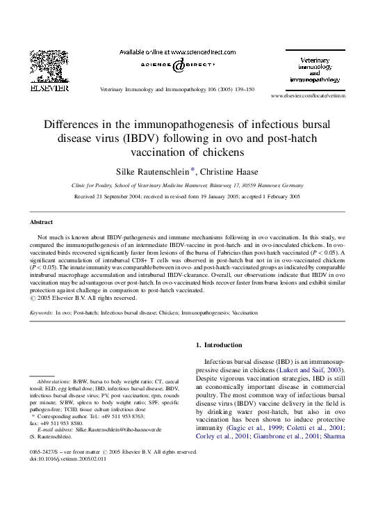 (PDF) Differences in the immunopathogenesis of infectious bursal ...