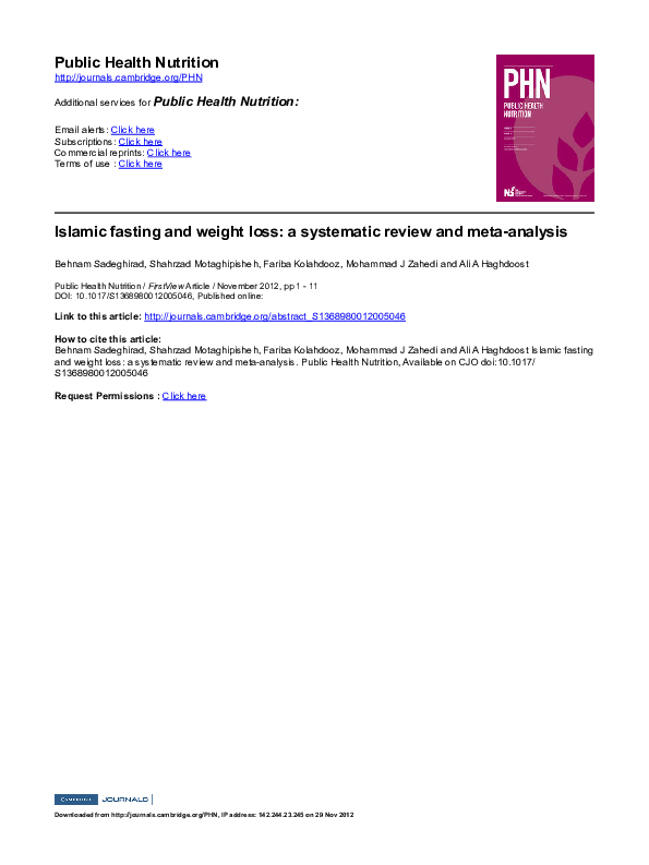 (PDF) Islamic fasting and weight loss: a systematic review and meta ...