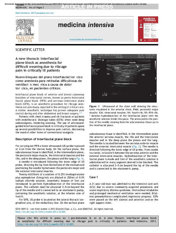 (PDF) Pecto-Intercostal fascial block (PIFB)