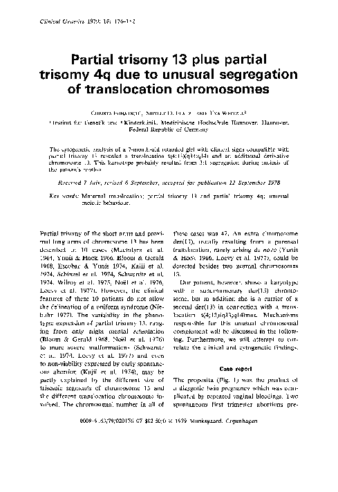(PDF) Partial trisomy 13 plus partial trisomy 4q due to unusual ...