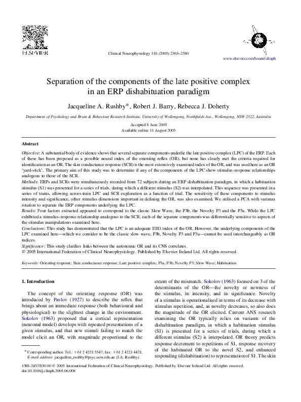 (PDF) Separation of the components of the late positive complex in an ...