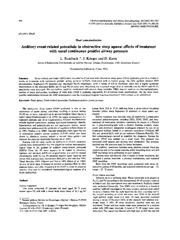 (PDF) Auditory event-related potentials in obstructive sleep apnea: effects of treatment with ...