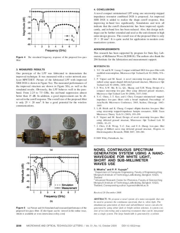 (PDF) Novel continuous spectrum generation system using a nano-waveguide for white light, short ...