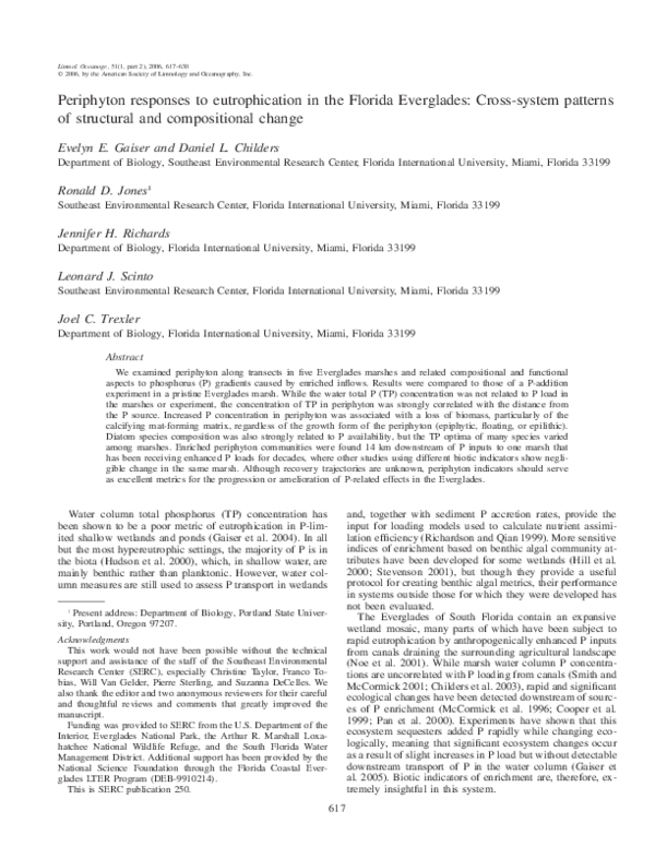 (PDF) Periphyton responses to eutrophication in the Florida Everglades ...