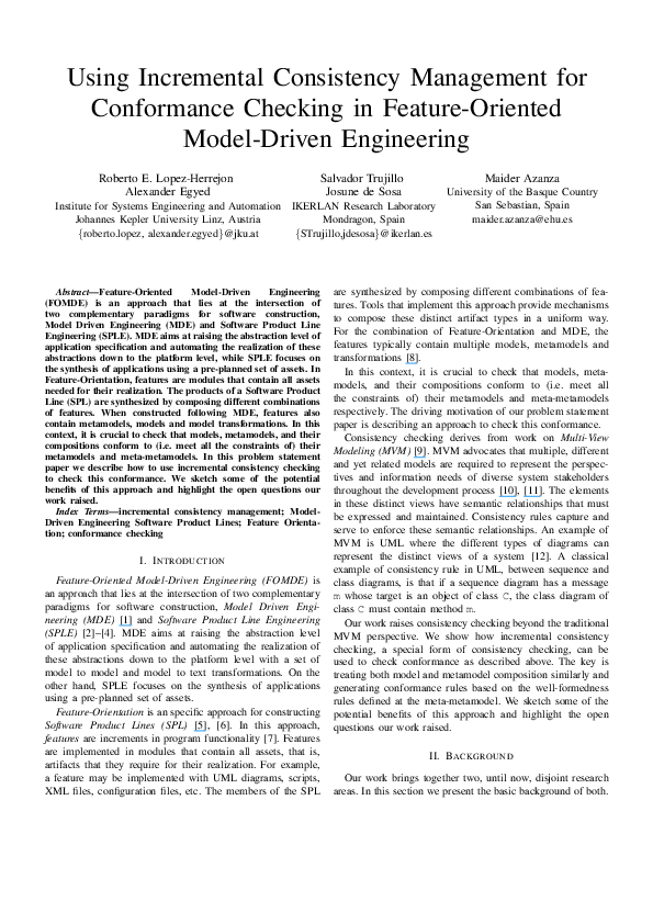 (PDF) Using incremental consistency management for conformance checking in feature-oriented ...