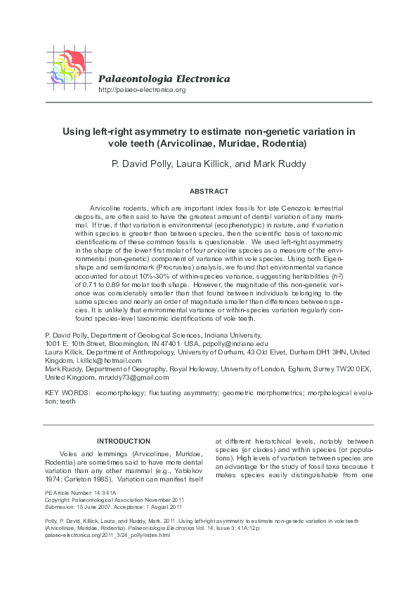 (PDF) Using left-right asymmetry to estimate non-genetic variation in ...