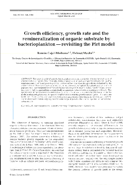 (PDF) Growth efficiency, growth rate and the remineralization of ...