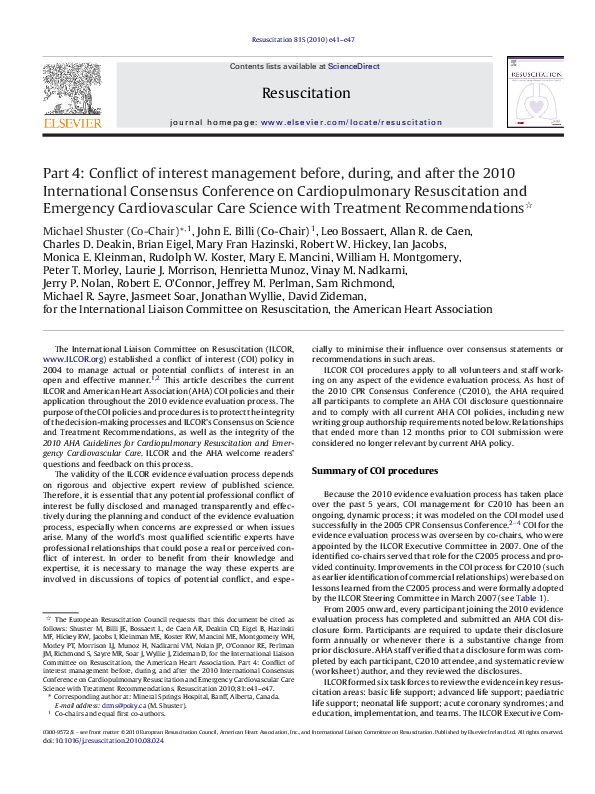 (PDF) Part 4: Conflict of Interest Management Before, During, and After the 2010 International ...