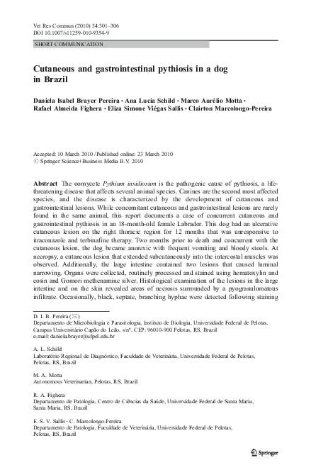 (PDF) Cutaneous and gastrointestinal pythiosis in a dog in Brazil