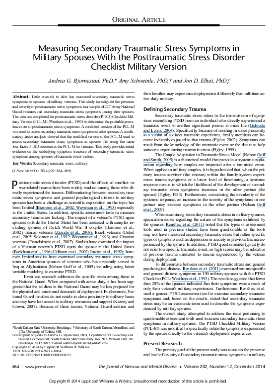 (PDF) Measuring Secondary Traumatic Stress Symptoms in Military Spouses ...