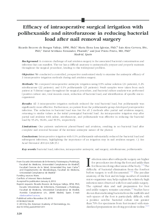 (PDF) Efficacy of intraoperative surgical irrigation with polihexanide ...