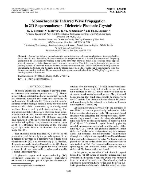 (PDF) Monochromatic infrared wave propagation in 2D superconductor ...