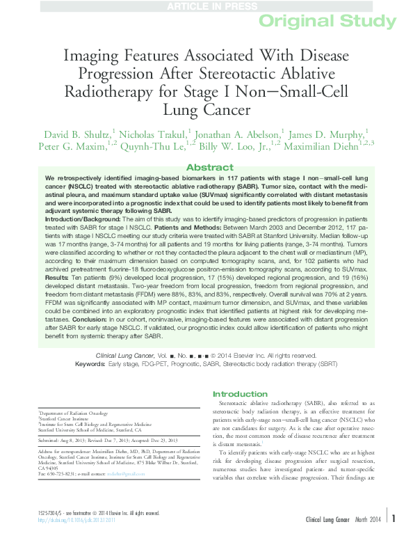 (PDF) Imaging Features Associated With Disease Progression After Stereotactic Ablative ...