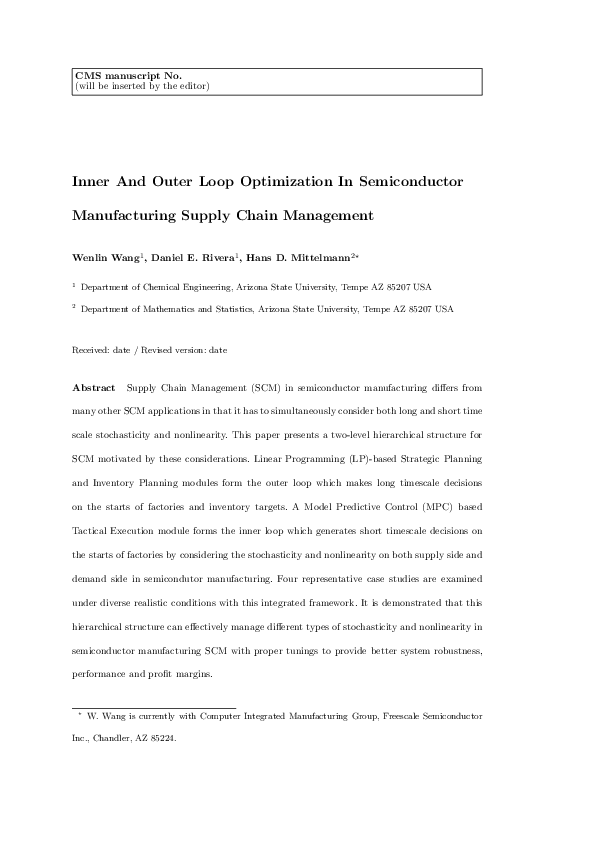 (PDF) Inner and outer loop optimization in semiconductor manufacturing ...