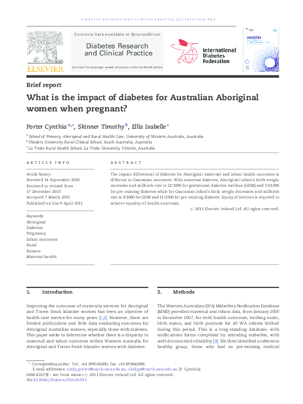 (PDF) What is the impact of diabetes for Australian Aboriginal women ...