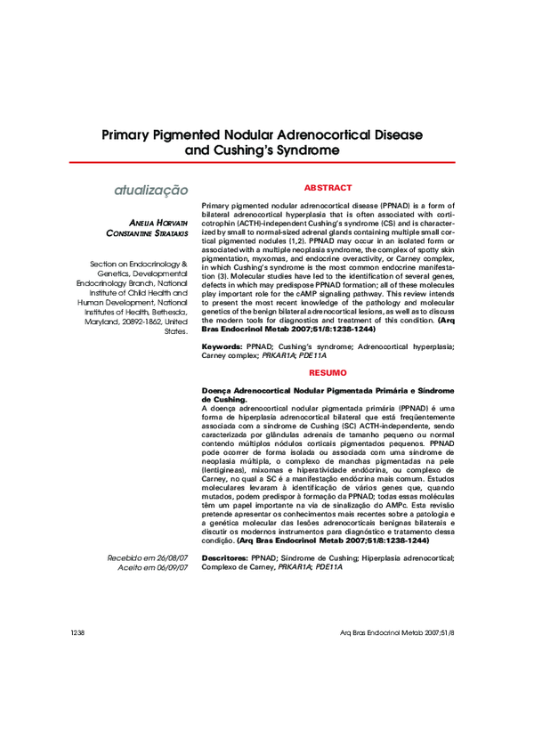 (PDF) Primary pigmented nodular adrenocortical disease and Cushing's ...