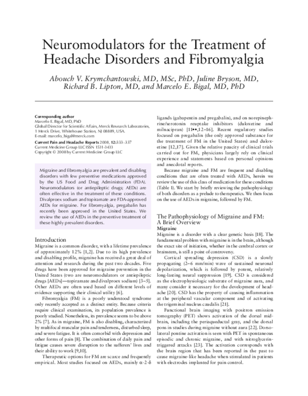 (PDF) Neuromodulators for the treatment of headache disorders and ...