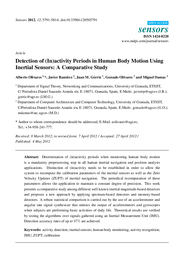 (PDF) Detection of (In)activity Periods in Human Body Motion Using Inertial Sensors: A ...