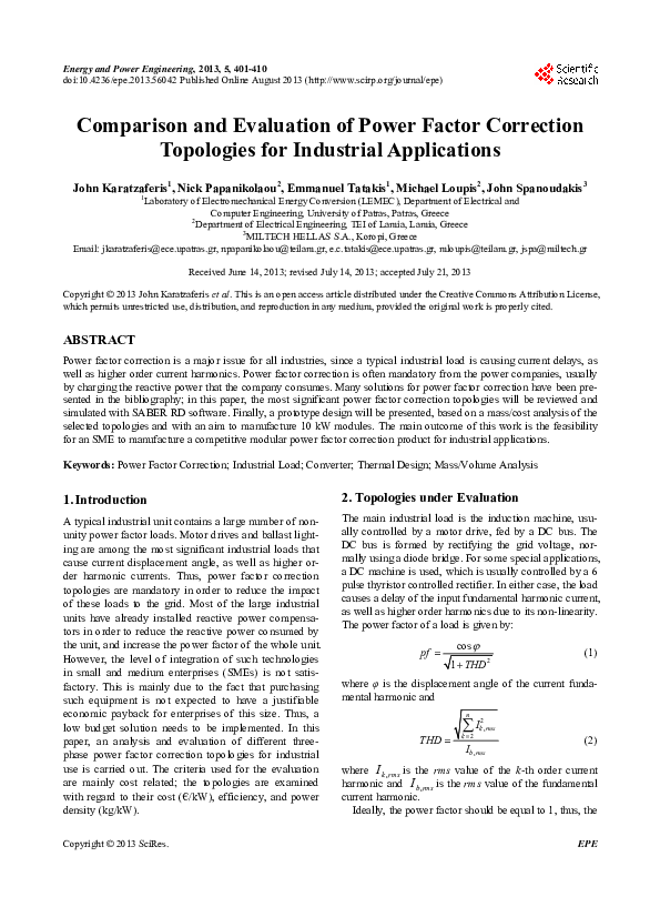 (PDF) Comparison and Evaluation of Power Factor Correction Topologies ...