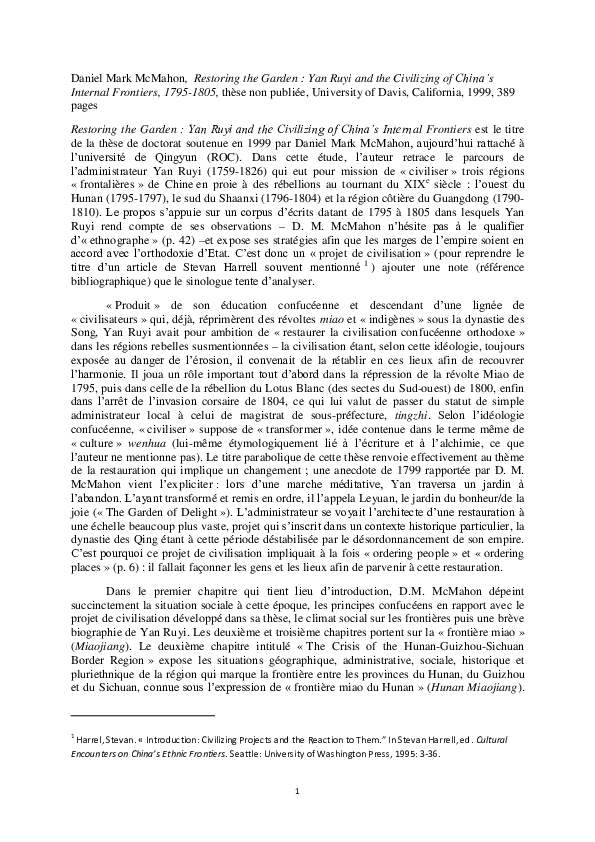 (PDF) Daniel Mark McMahon, Restoring the Garden: Yan Ruyi and the ...