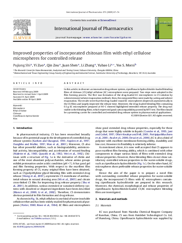 (PDF) Improved properties of incorporated chitosan film with ethyl ...
