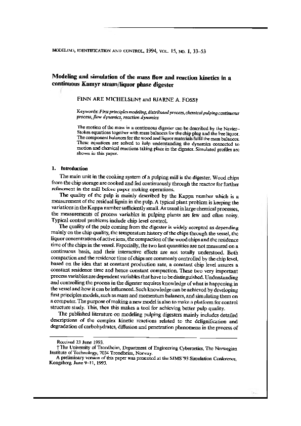 (PDF) Modeling and simulation of the mass flow and reaction kinetics in ...