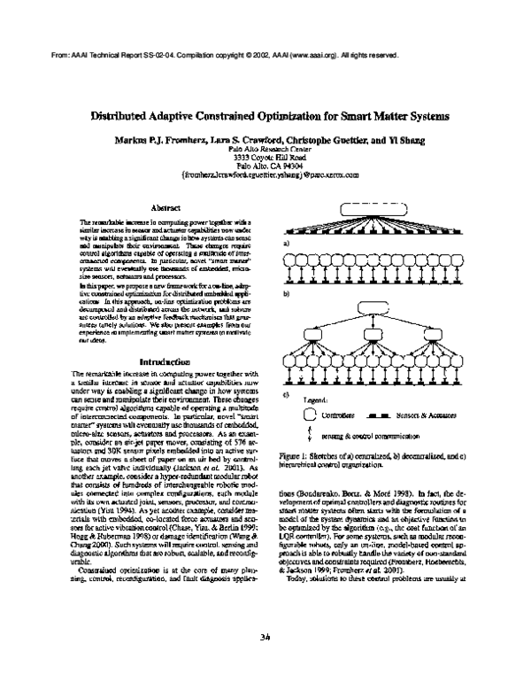 (PDF) Distributed adaptive constrained optimization for smart matter systems