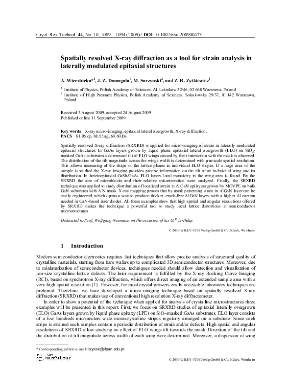(PDF) Spatially resolved X-ray diffraction as a tool for strain analysis in laterally modulated ...