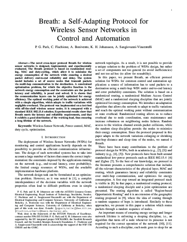 (PDF) Breath: A self-adapting protocol for wireless sensor networks in control and automation