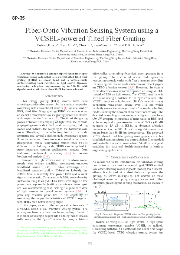(PDF) Fiber-optic vibration sensing system using a VCSEL-powered tilted ...
