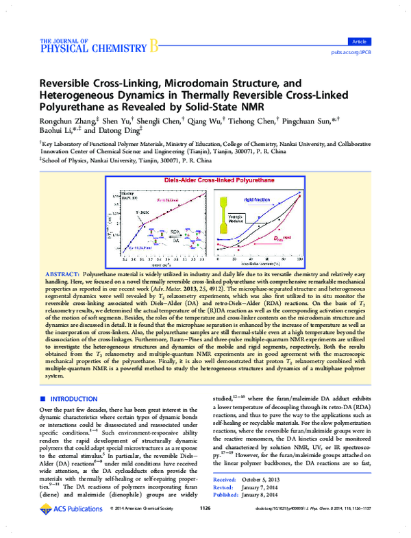 Pdf Reversible Cross Linking Microdomain Structure And Heterogeneous Dynamics In Thermally
