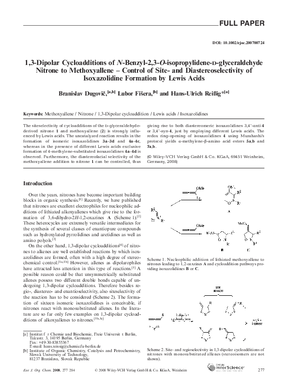(PDF) 1,3-Dipolar Cycloadditions ofN-Benzyl-2,3-O-isopropylidene-D ...