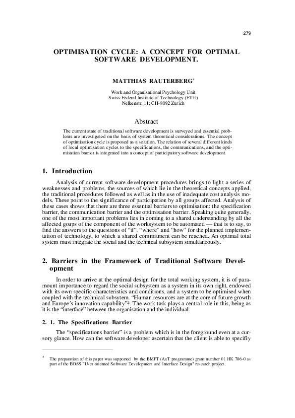 (PDF) Optimisation Cycle: A Concept for Optimal Software Development