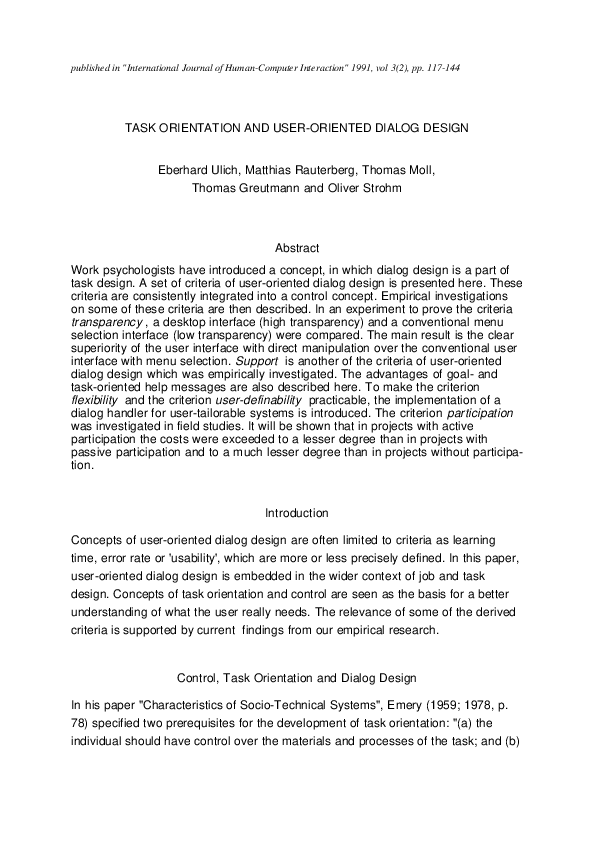 (PDF) Task orientation and user‐oriented dialog design