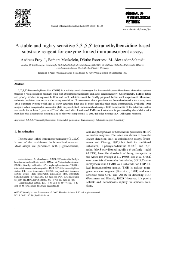 (PDF) A stable and highly sensitive 3,3′,5,5′-tetramethylbenzidine ...
