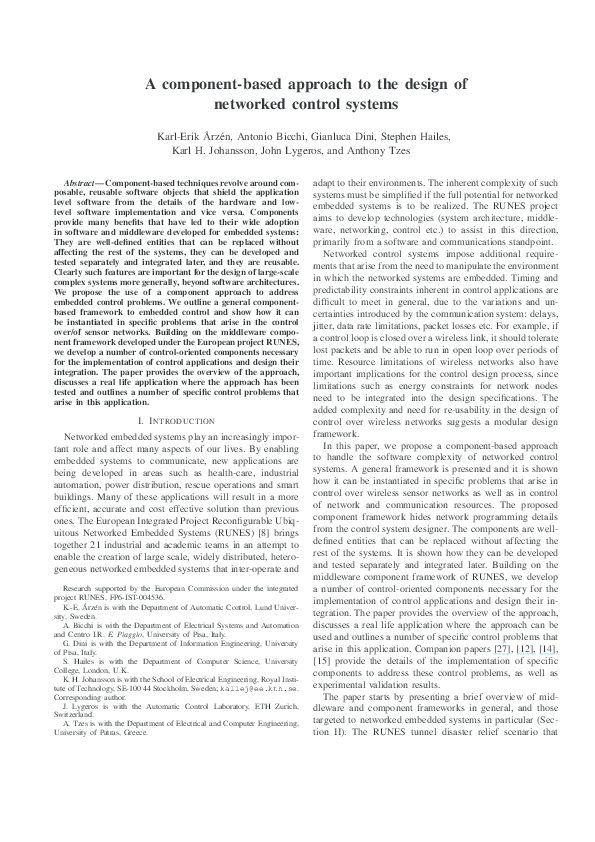 (PDF) A component-based approach to the design of networked control systems
