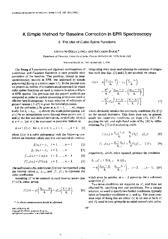 (PDF) A Simple Method for Baseline Correction in EPR Spectroscopy. 2 ...