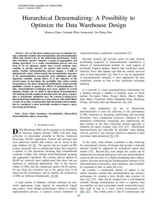 (PDF) Hierarchical Denormalizing: A Possibility to Optimize the Data ...