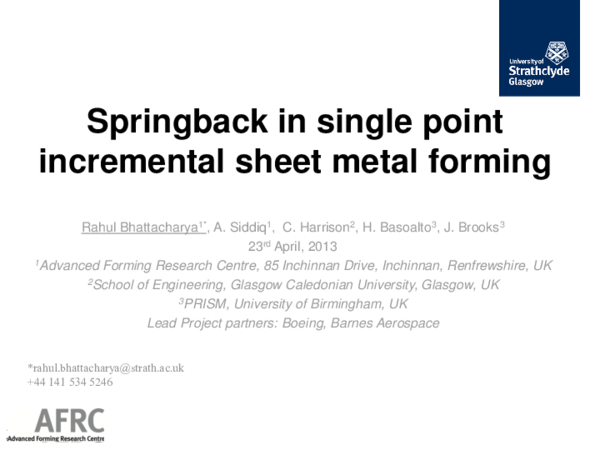 (PDF) Springback in single point incremental sheet metal forming