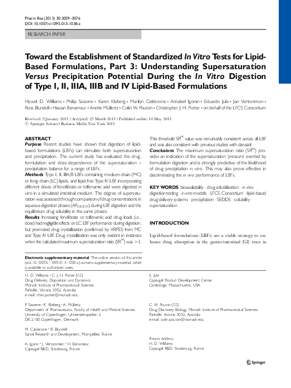 (PDF) Toward the establishment of standardized in vitro tests for lipid ...