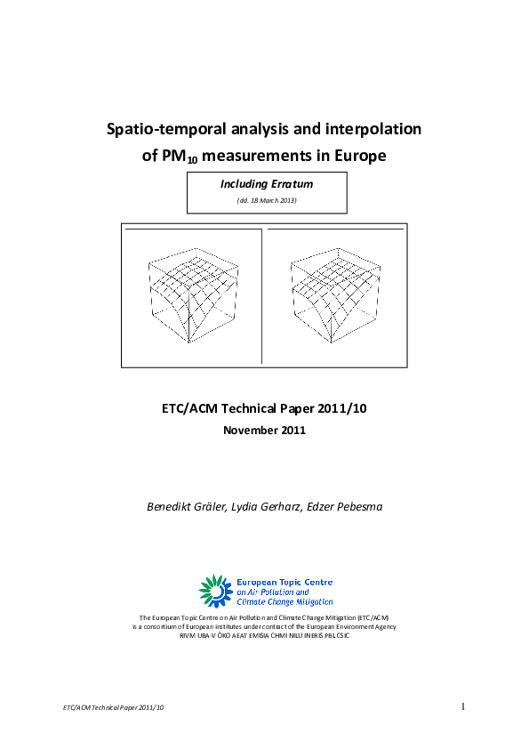Pdf Spatio Temporal Analysis And Interpolation Of Pm10 Measurements In Europe